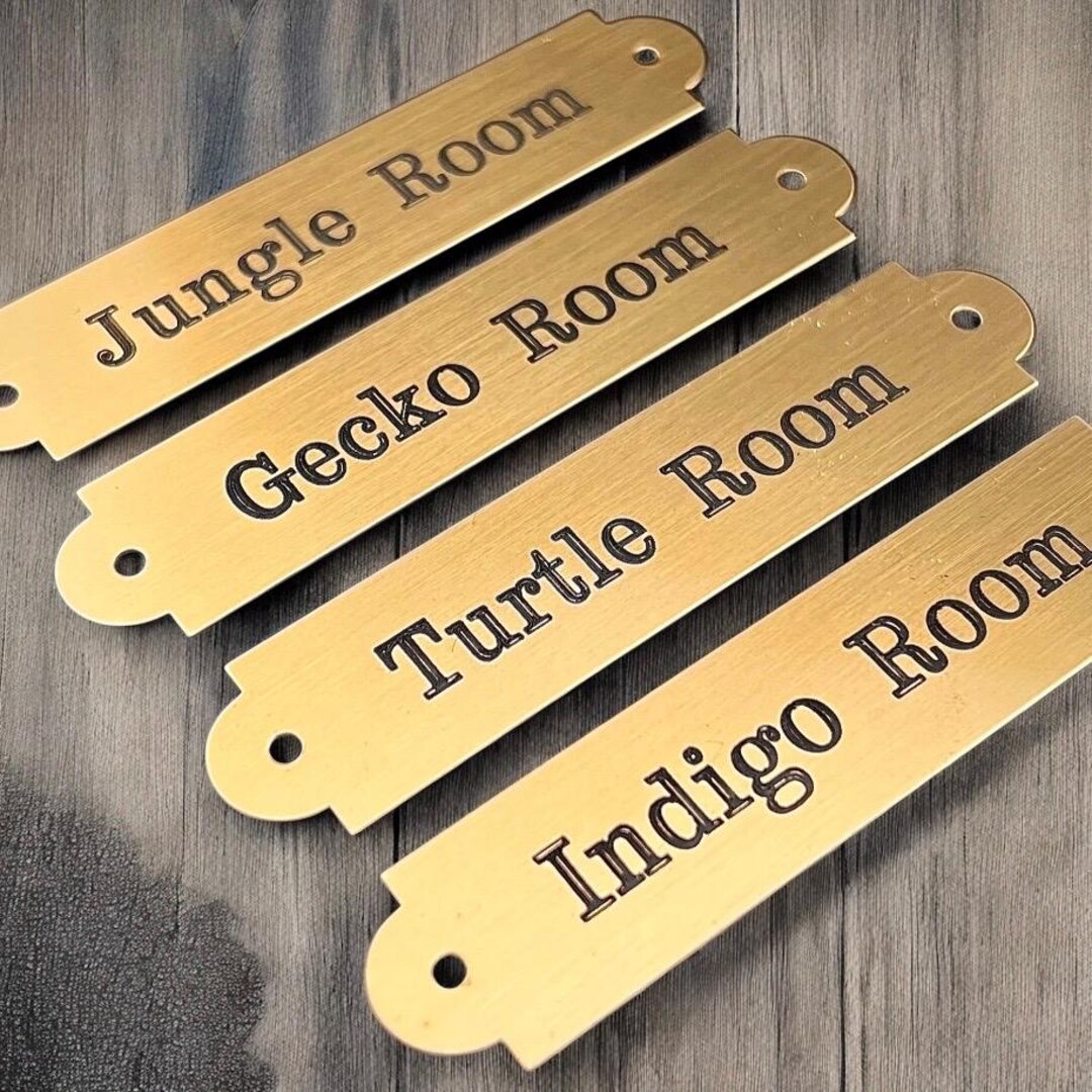 Engraved Room Labels Engraved Solid Gold Brass Nameplate Memorial Plate ...