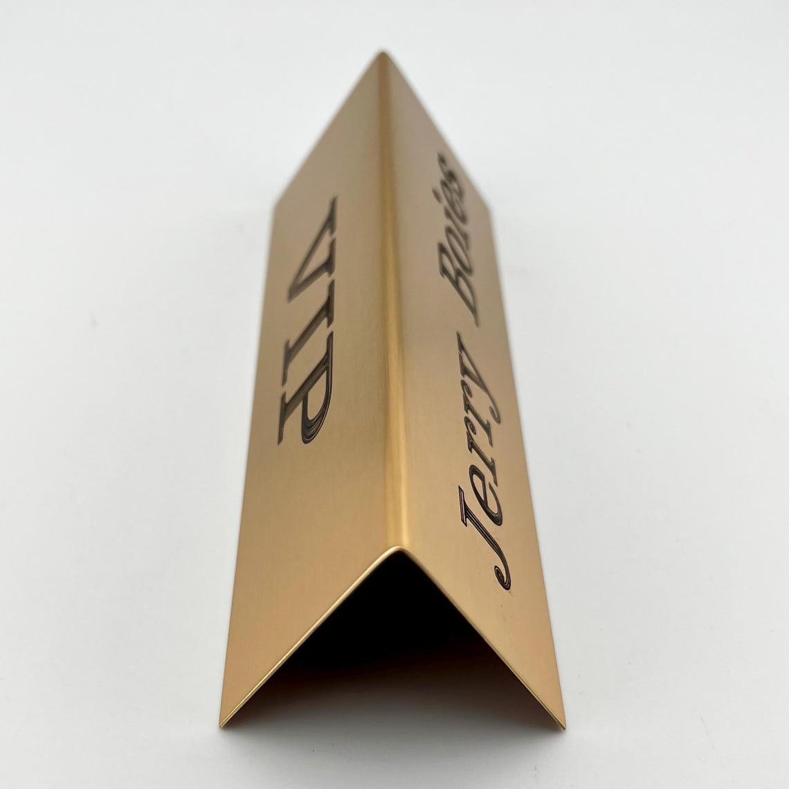 Tabletop Reception Sign, Engraved Tent Style Tabletop Brass Metal Sign ...