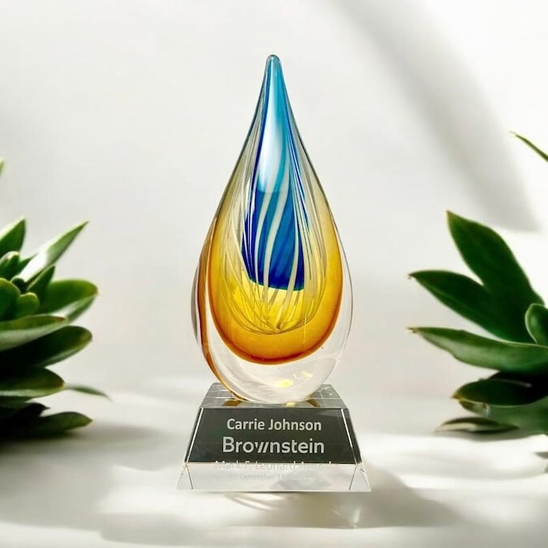 Corporate Award, Multi Colored Art Glass Award, Artistic Hand Blown ...