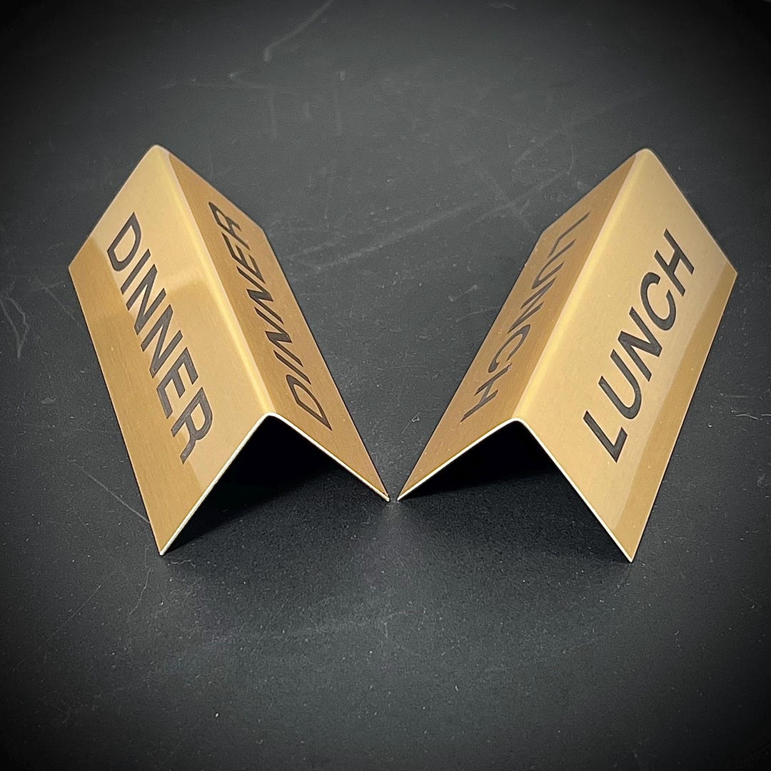 Tabletop Sign, Engraved Tent Style Tabletop Brass Metal Sign, Custom ...