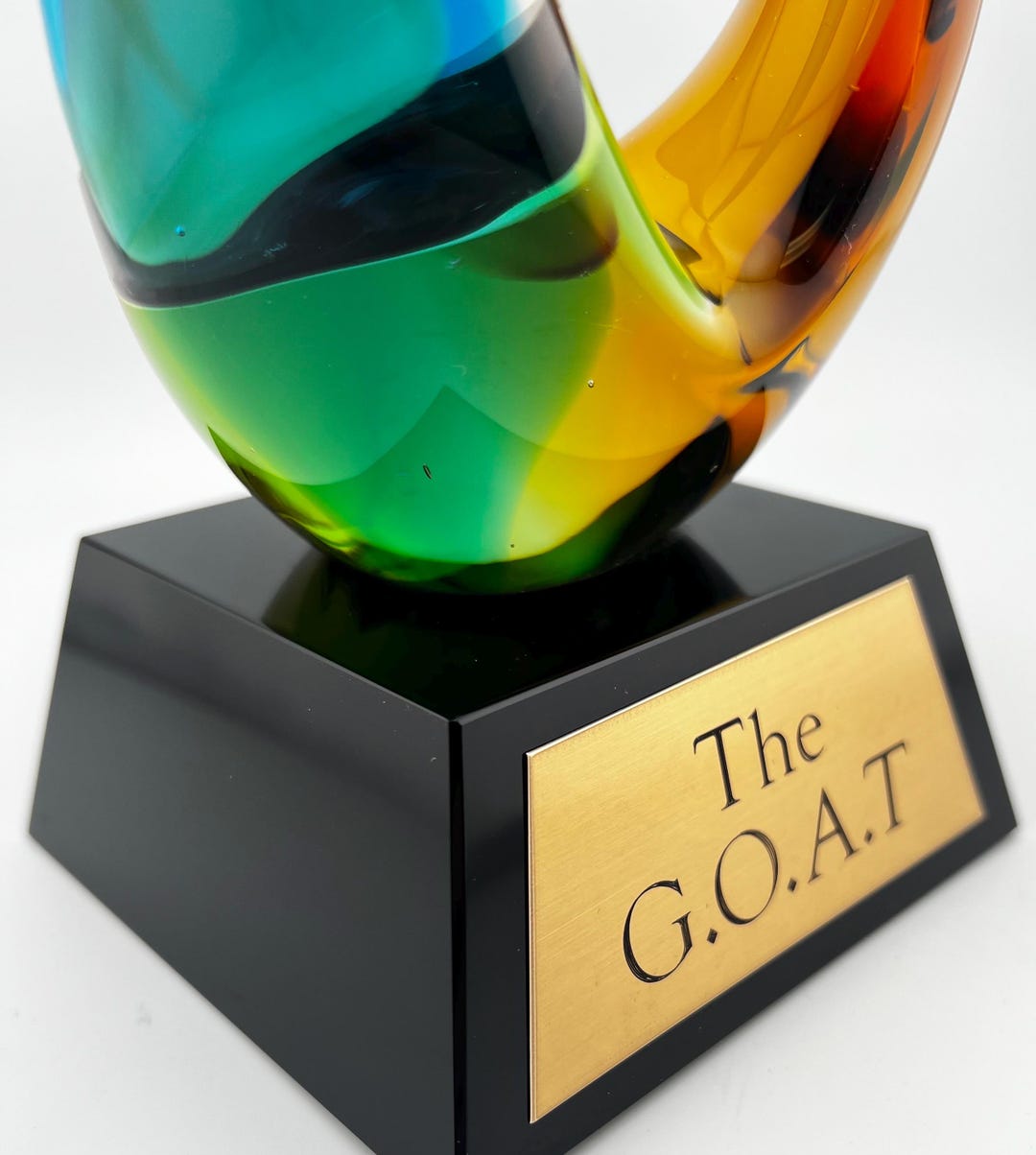The Tripod Orange Blue Green Art Glass Corporate Award - Personalized ...