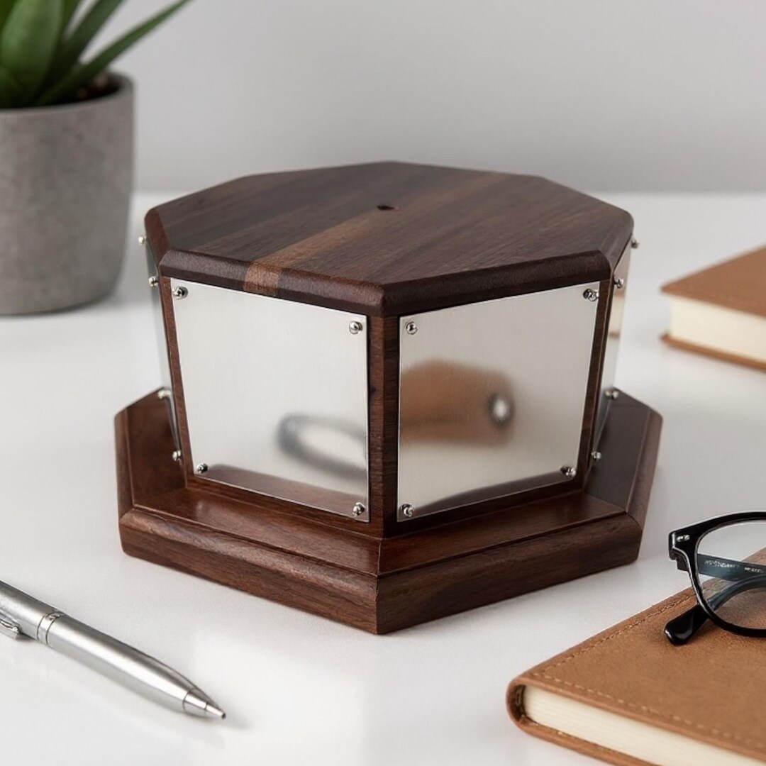 Wood & Silver Trophy Base Engraved Rounded Trophy Base Silver Plates ...
