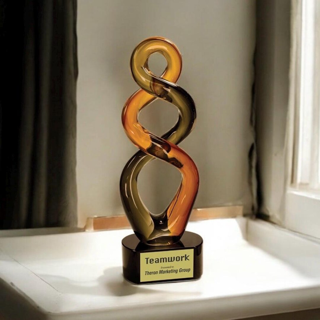 Amber Twist Art Glass Award - Brown and Amber Corporate Award With Free ...