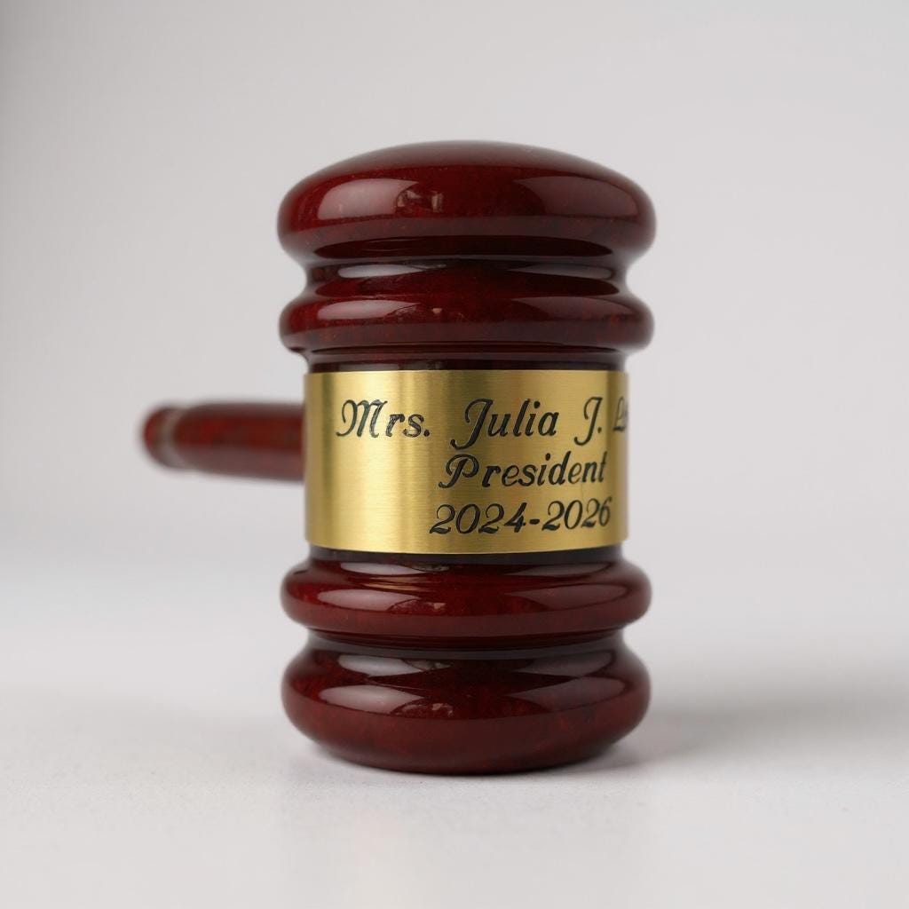 Rosewood Judges Gavel With Custom Engraved Brass Plate, Handheld Red ...