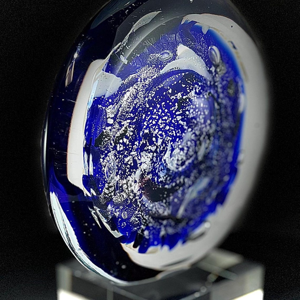 Space Disc Art Glass Award With Custom Engraving Plate - Hand Blown ...