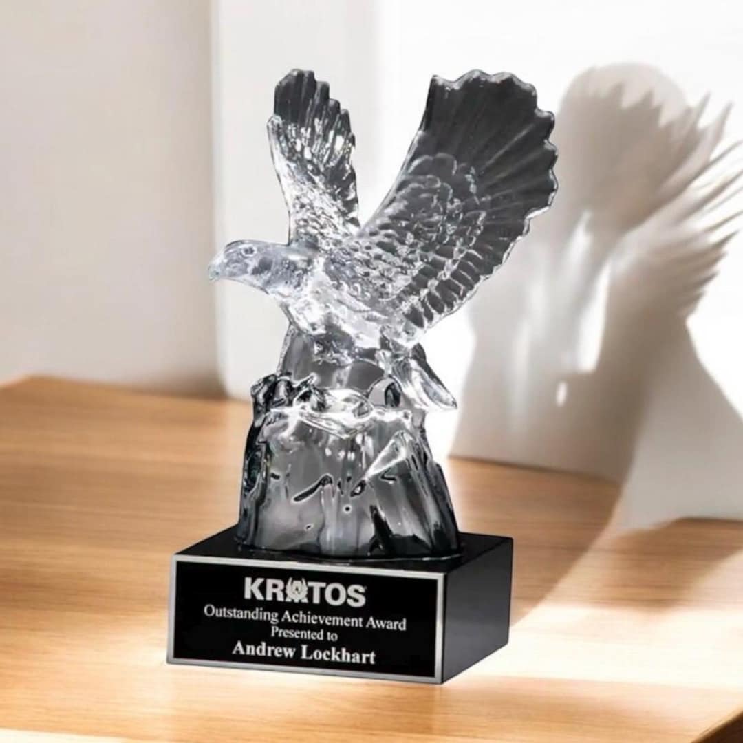 Spirit Eagle Crystal Corporate Award, Personalized Flying Eagle Gift ...
