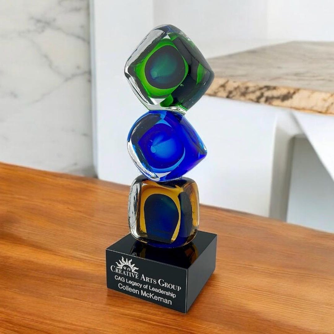 Building Blocks Art Glass Award, Personalized Hand Blown Glass Team ...