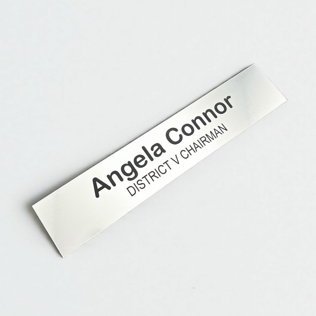 Corporate Office Signage Engraved Silver Plate With Black Text & Logo ...