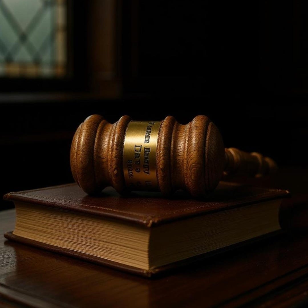 Large Solid Oak Wood Judges Gavel With Custom Engraved Brass Plate ...