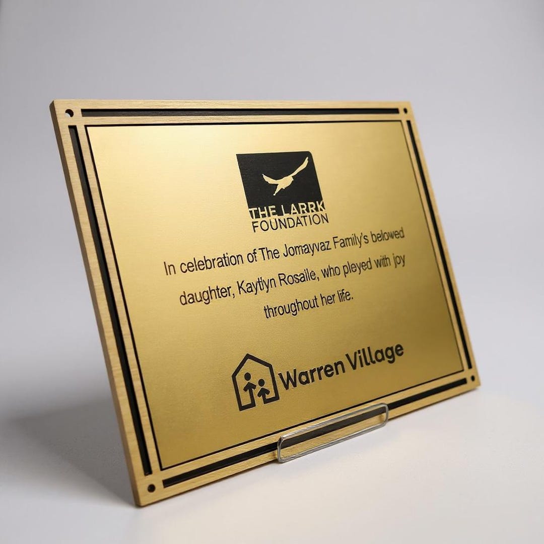 Engraved Gold Nameplate, Brass Plaque, Cast Bronze Memorial Plate, Gold ...