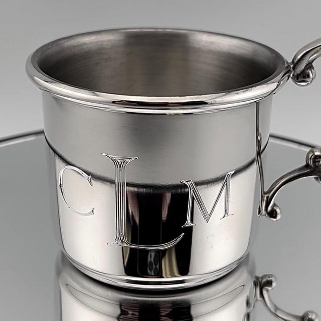 Silver Baby Cup, Shiny Silver Pewter, Baby’s First Birthday Cup ...