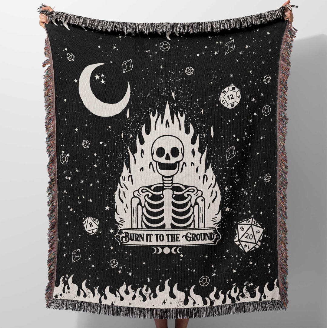 Burn It to the Ground Dnd Woven Throw Blanket, Fiery Dnd Blanket for ...