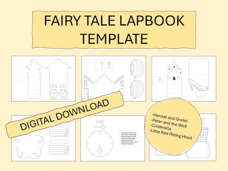 Fairy Tale Lapbook PDF Template (peter and the Wolf, Cinderella, Hansel ...