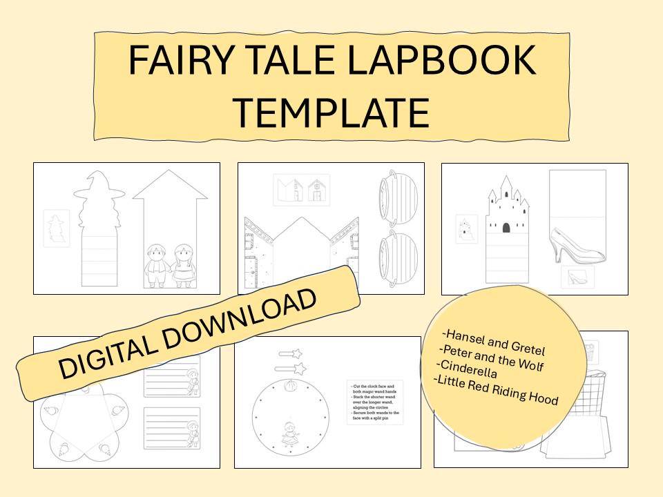 Fairy Tale Lapbook PDF Template (peter and the Wolf, Cinderella, Hansel ...