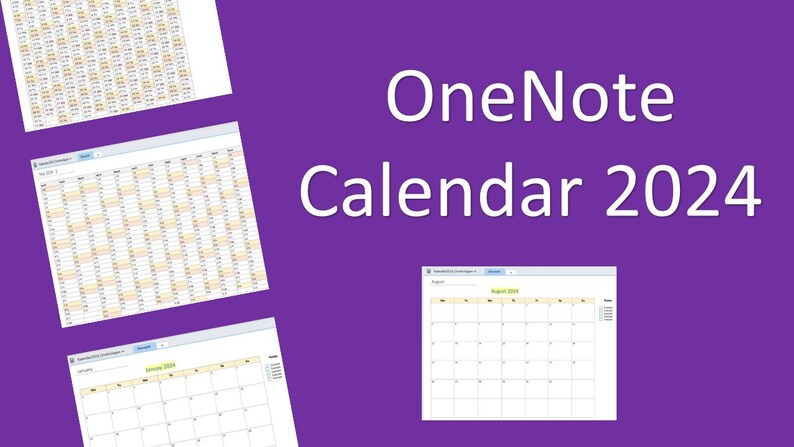 Onenote Calendar 2024 Template - Etsy