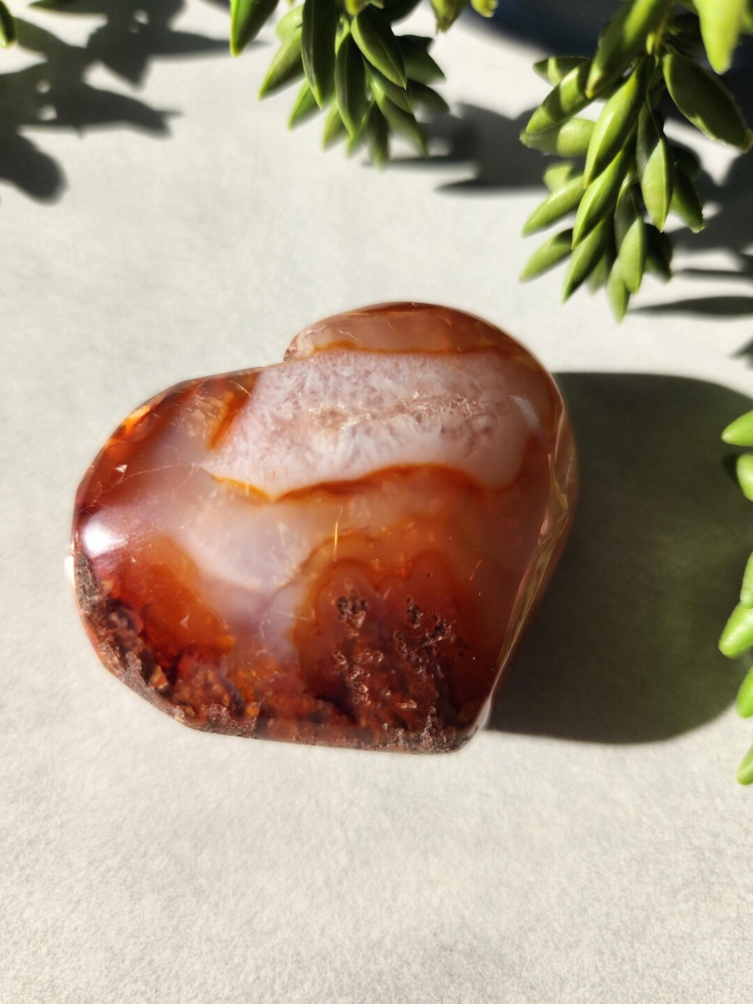 Gorgeous Carnelian With Brown Moss Heart Carving From Madagascar, Has ...