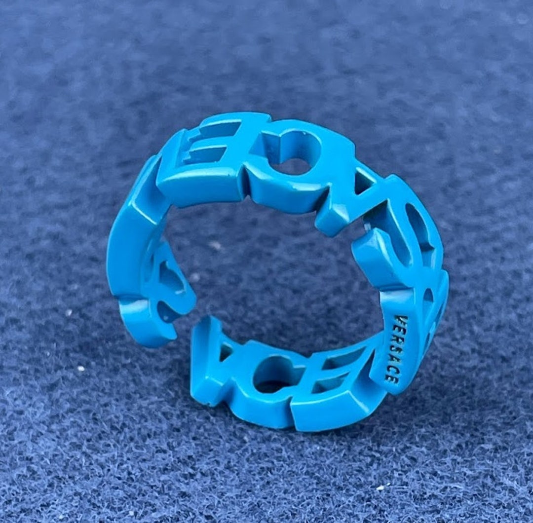 Vintage Blue Versace Lettering Versace Ring - Etsy