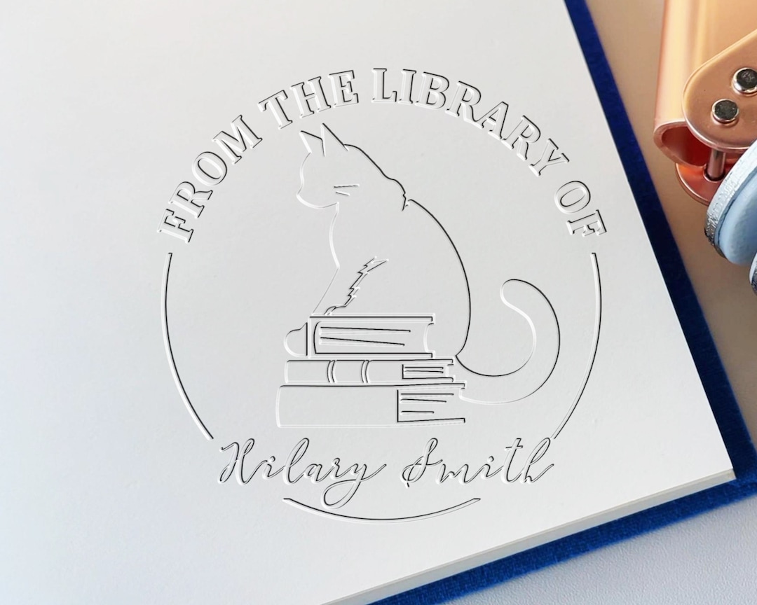 Book Embosser Personalized | Cat Book Embosser | Book Lover Gift | From ...