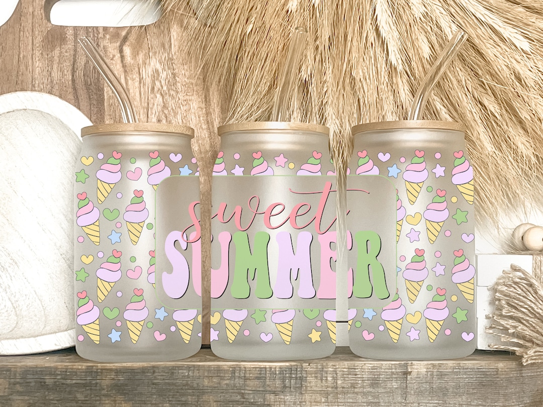 Sweet Summer Ice Cream - 16 Oz Libbey Glass Can Tumbler Sublimation ...