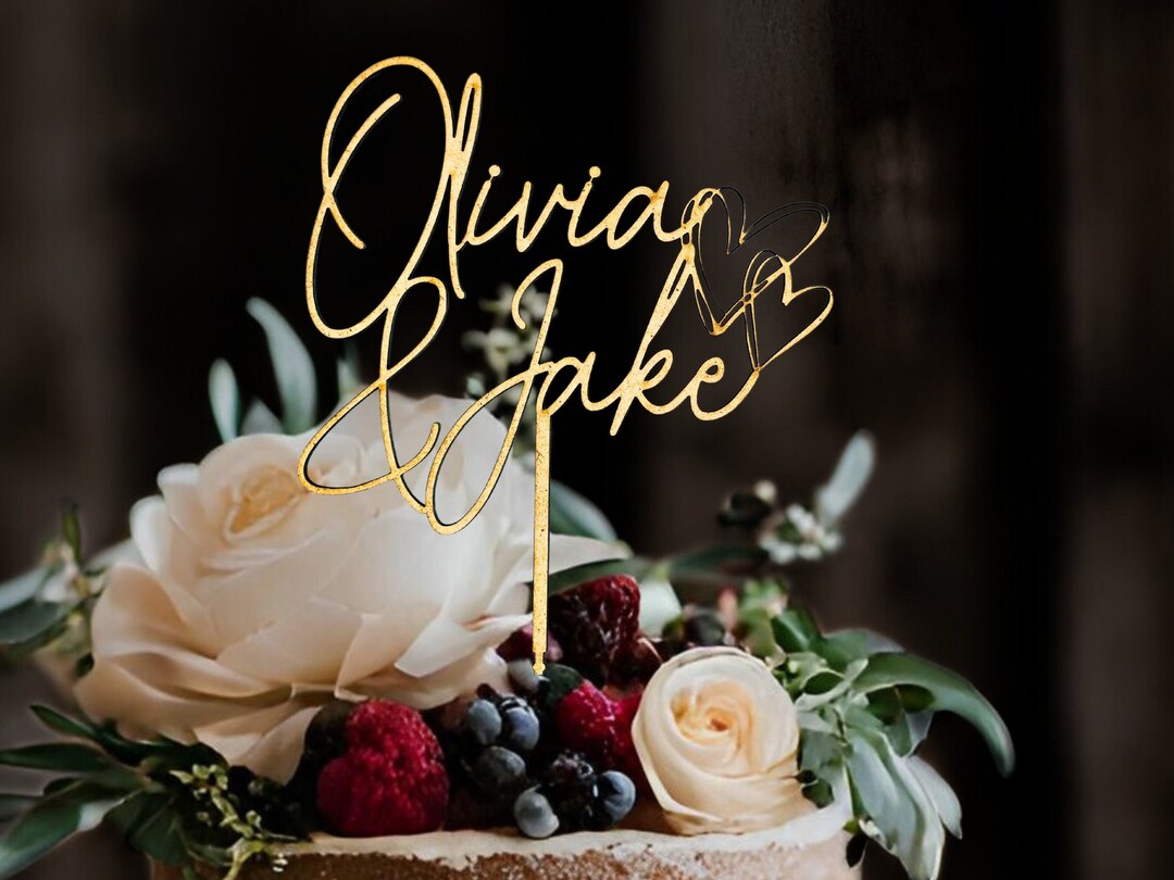 Personalized Engagement Cake Topper Custom Wedding Cake Topper Heart ...