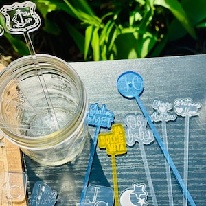 Personalized Drink Topper Wedding Logo Drink Stirrer Baby Shower Custom ...