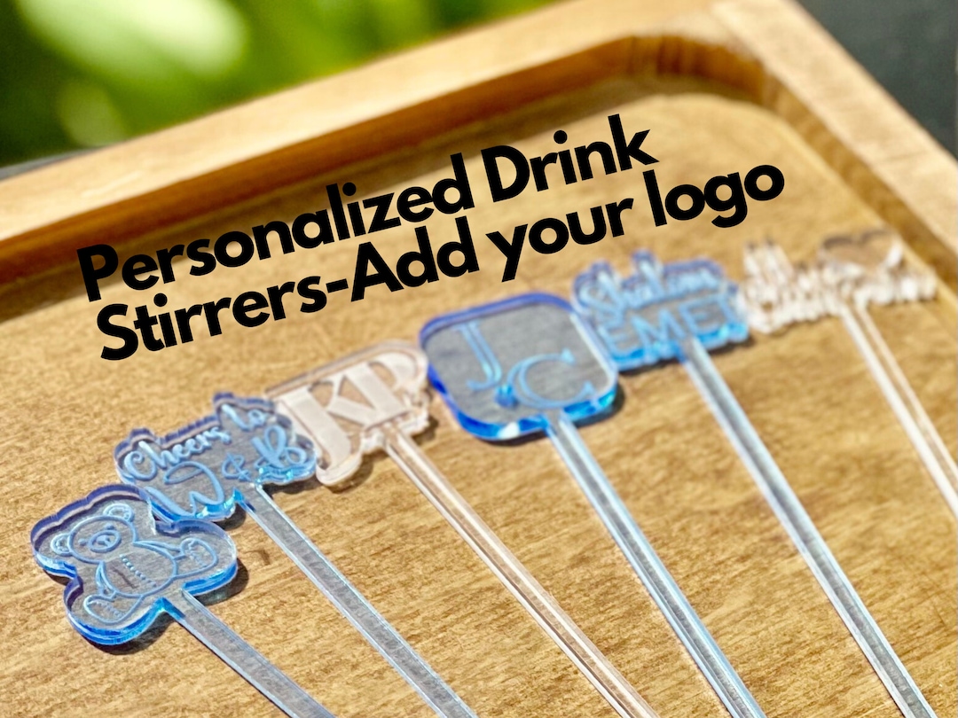 Personalized Drink Topper Wedding Logo Drink Stirrer Baby Shower Custom ...
