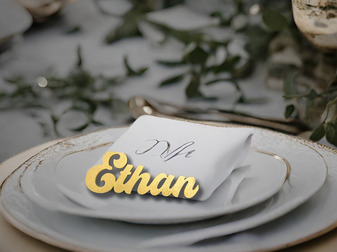 Wedding Guest Place Cards, Laser Cut Names Place Cards, Acrylic & Wood ...