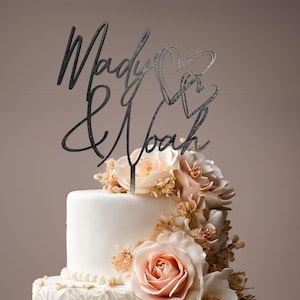 Personalized Engagement Cake Topper Custom Wedding Cake Topper Heart ...