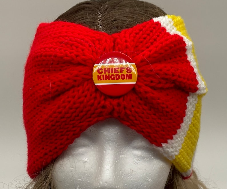 Handmade Kansas City Chiefs Knit Headband/ear Warmer Red, Yellow, and ...