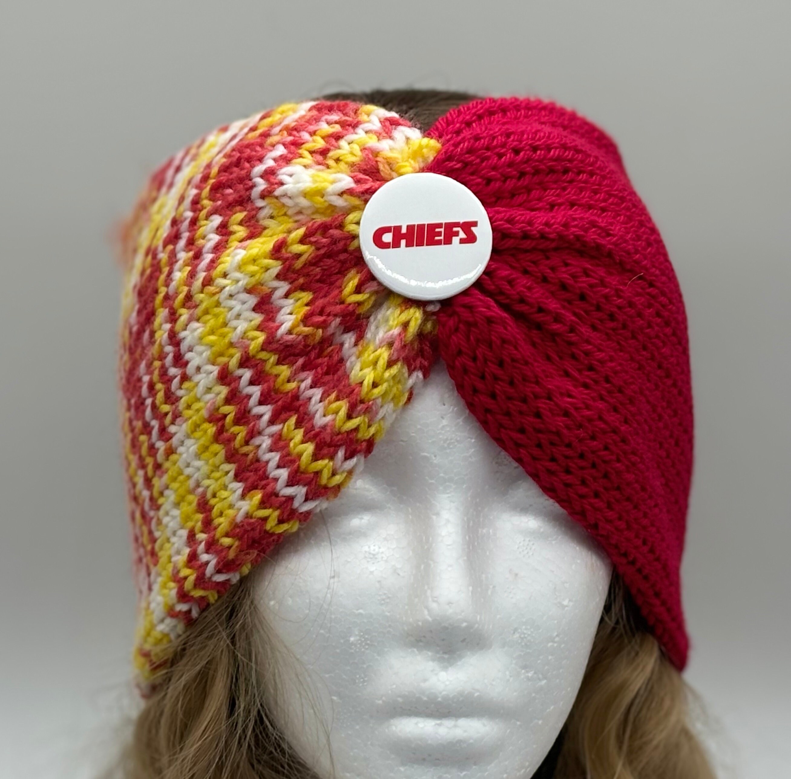 Handmade Kansas City Chiefs Knit Headband/ear Warmer - Red, Yellow, and ...