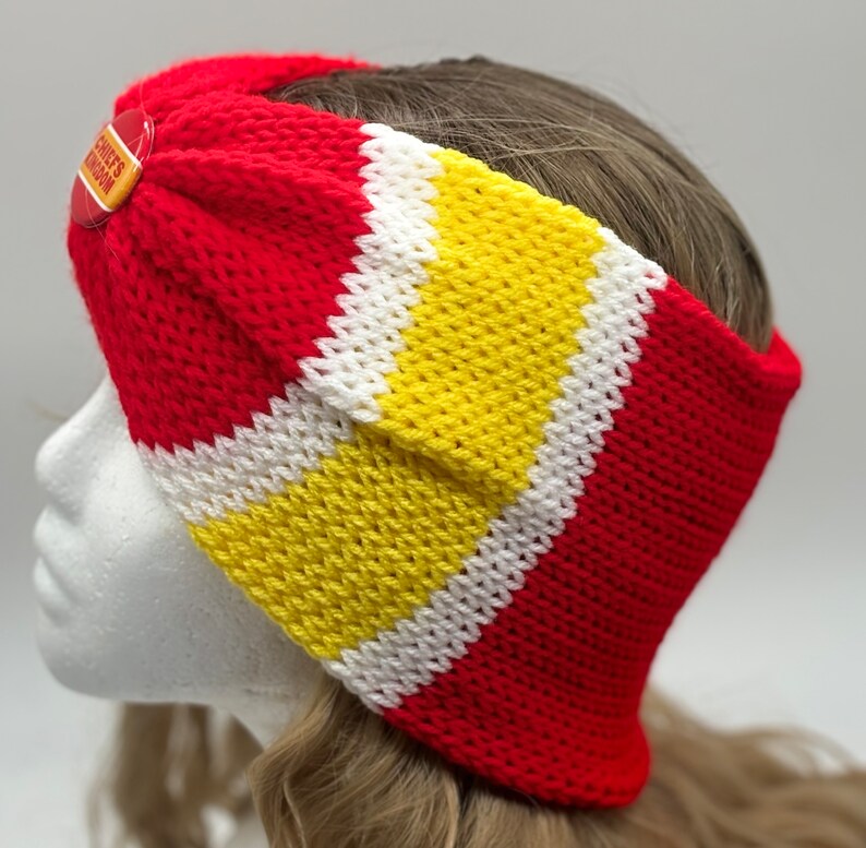 Handmade Kansas City Chiefs Knit Headband/ear Warmer Red, Yellow, and ...