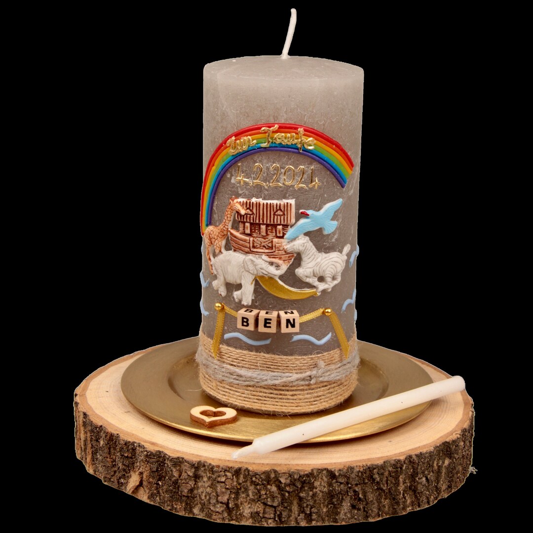 Rustic Baptismal Candle Based on the Old Testament With Noah's Ark - Etsy