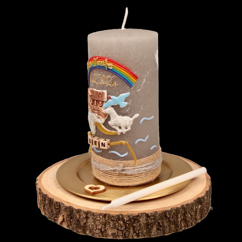 Rustic Baptismal Candle Based on the Old Testament With Noah's Ark - Etsy