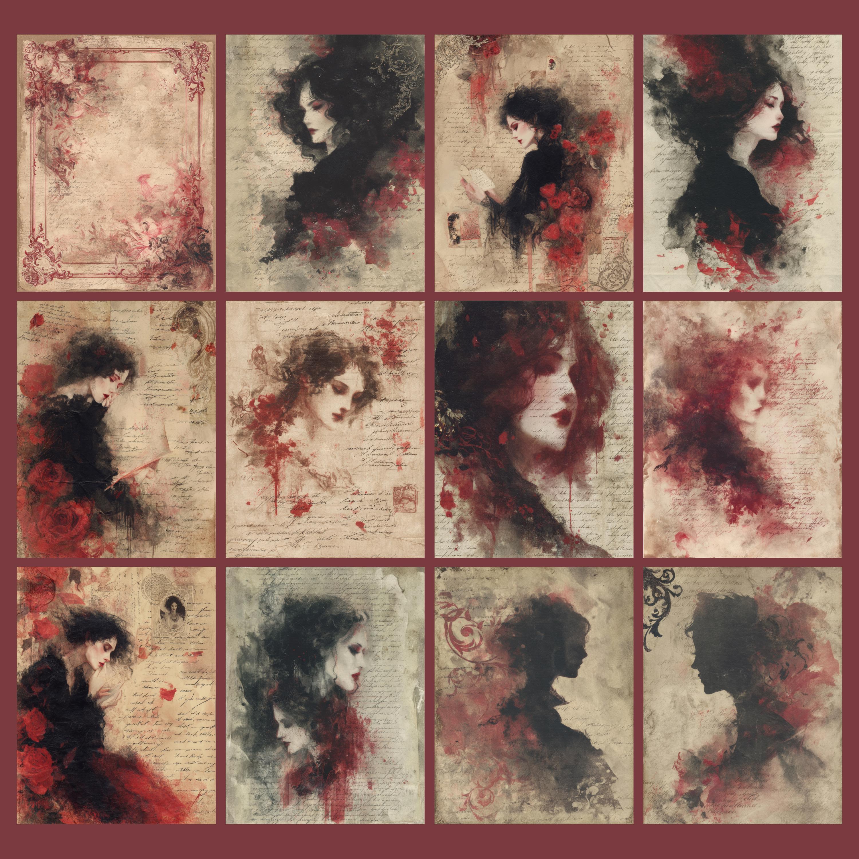Gothic Vampire Junk Journal Pages, Vampire Printable Paper, Dark ...