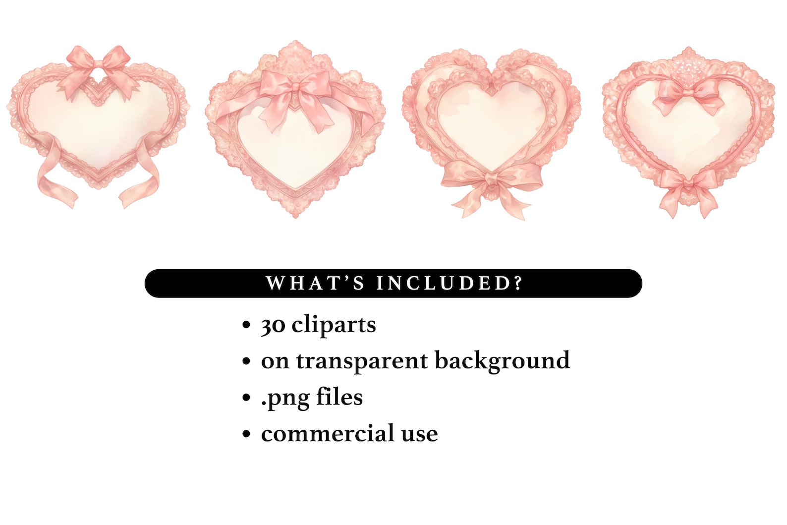 Pink Coquette Heart Frame Clipart Set, Romantic Bow Border Frames, Lace ...