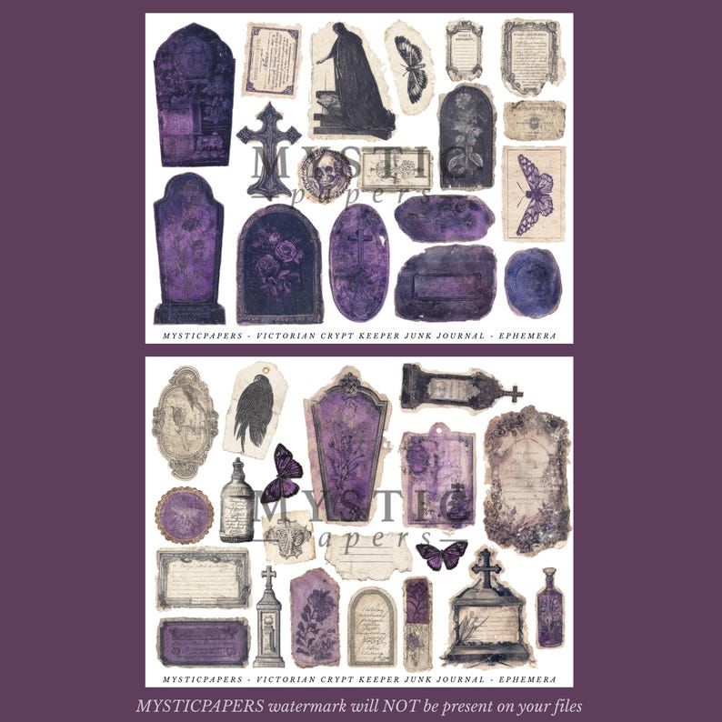 Victorian Crypt Keeper Fussy Cuts, Gothic Graveyard Junk Journal ...