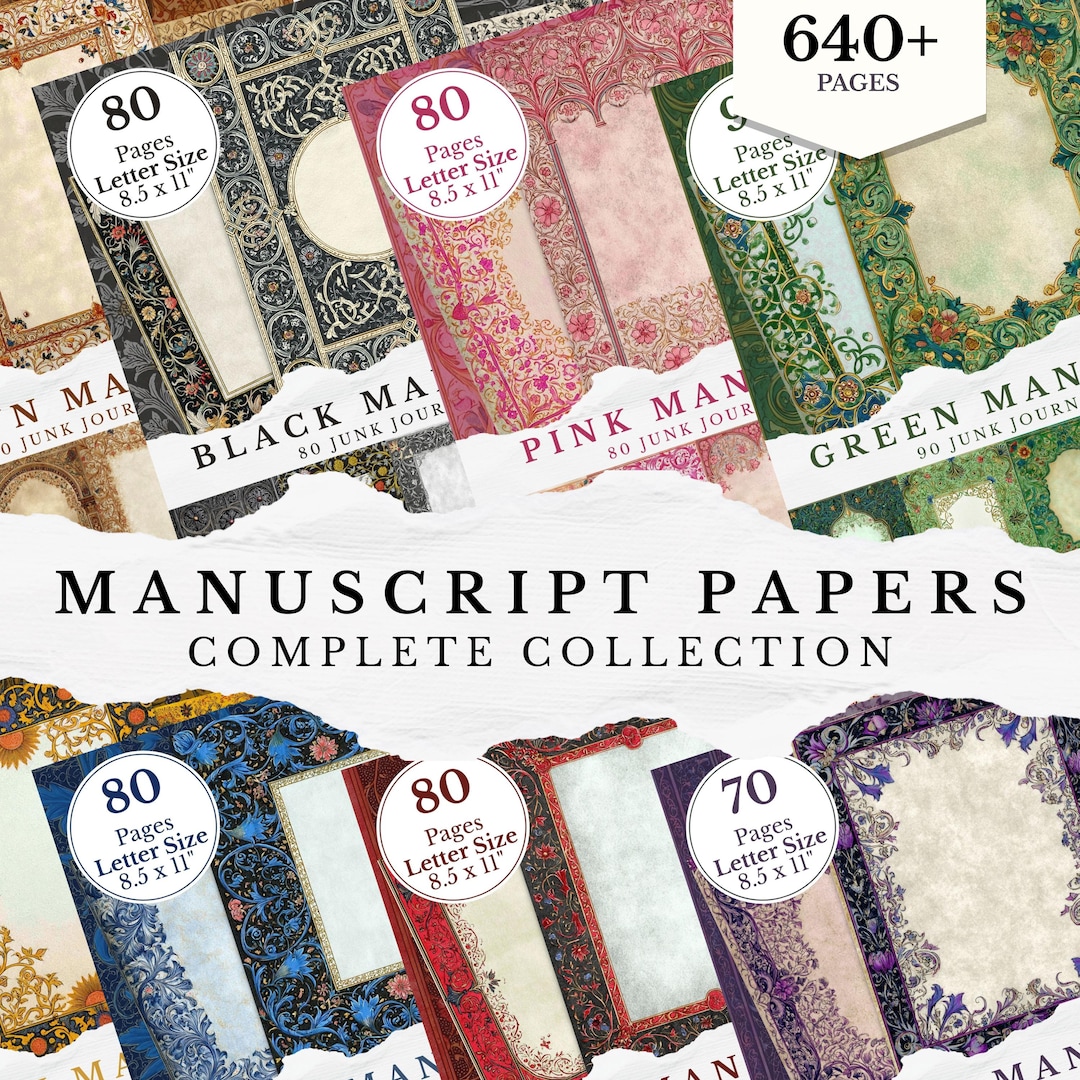 Medieval Illuminated Manuscript Paper Bundle, Renaissance Parchment ...