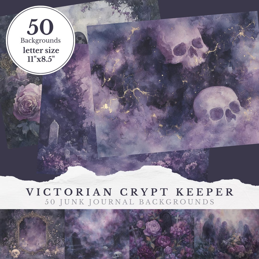 Victorian Crypt Keeper Junk Journal Backgrounds, Gothic Cemetery ...