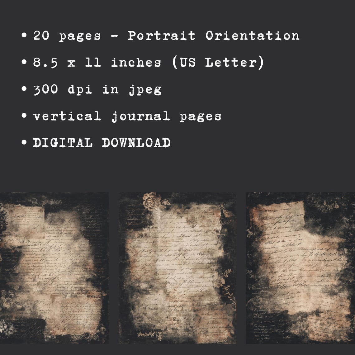 Dark Academia Journal Pages, Haunted Background Printables, Gothic Junk ...