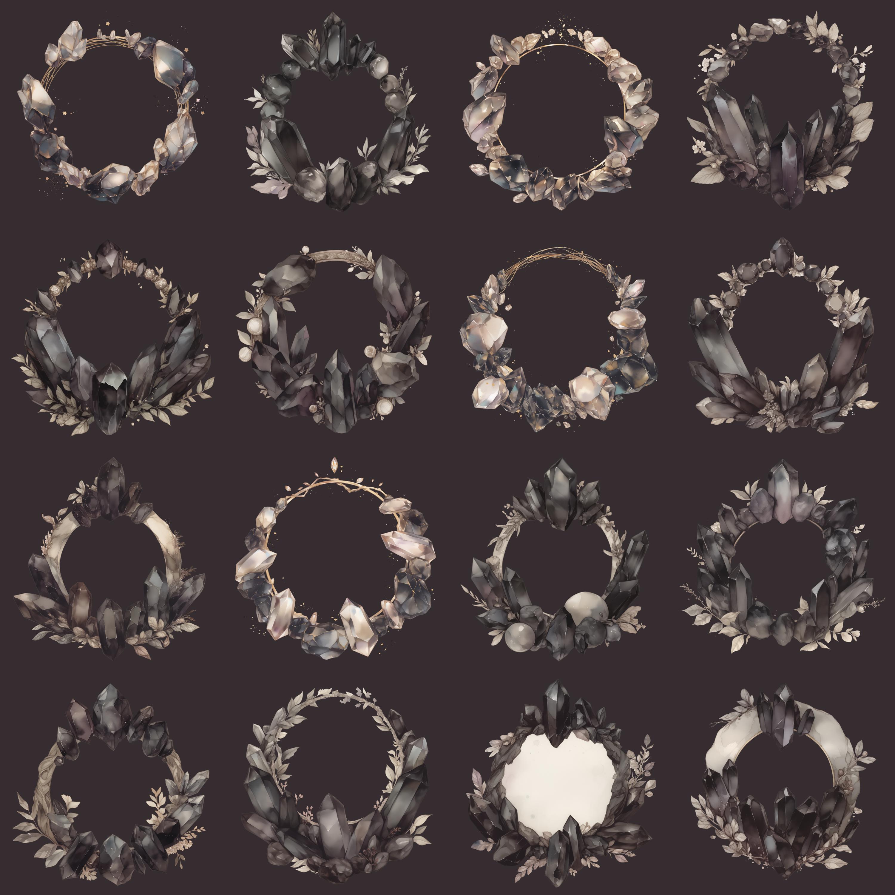 Black Crystal Frame Clipart Bundle, Witchy Magical Mystical Digital ...