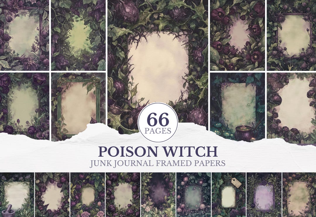 Poison Witch Framed Papers, Dark Botanical Writing Pages, Witchcore ...