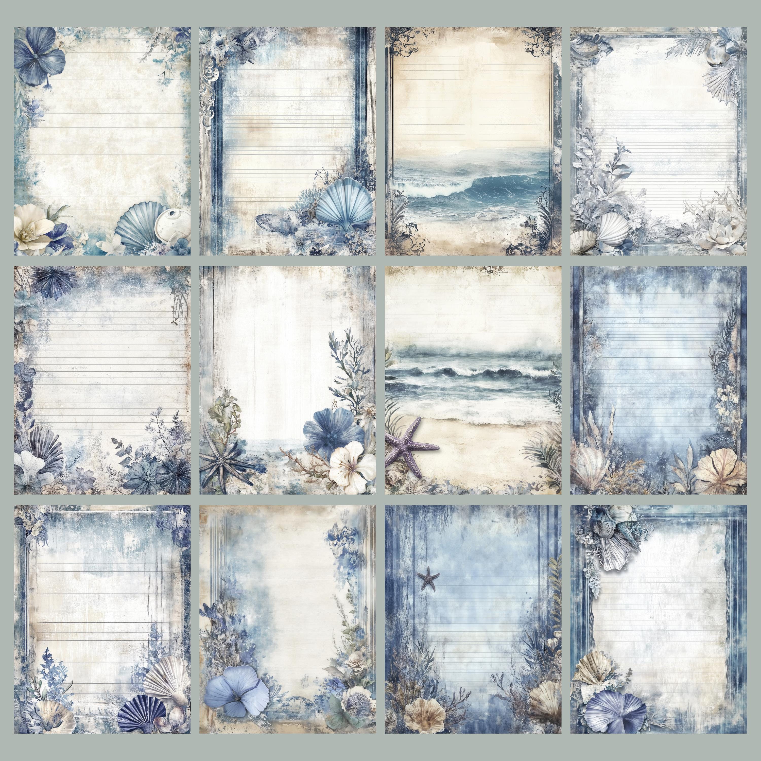 Printable Ocean Junk Journal Pages, Nautical Beach Scrapbooking Paper ...