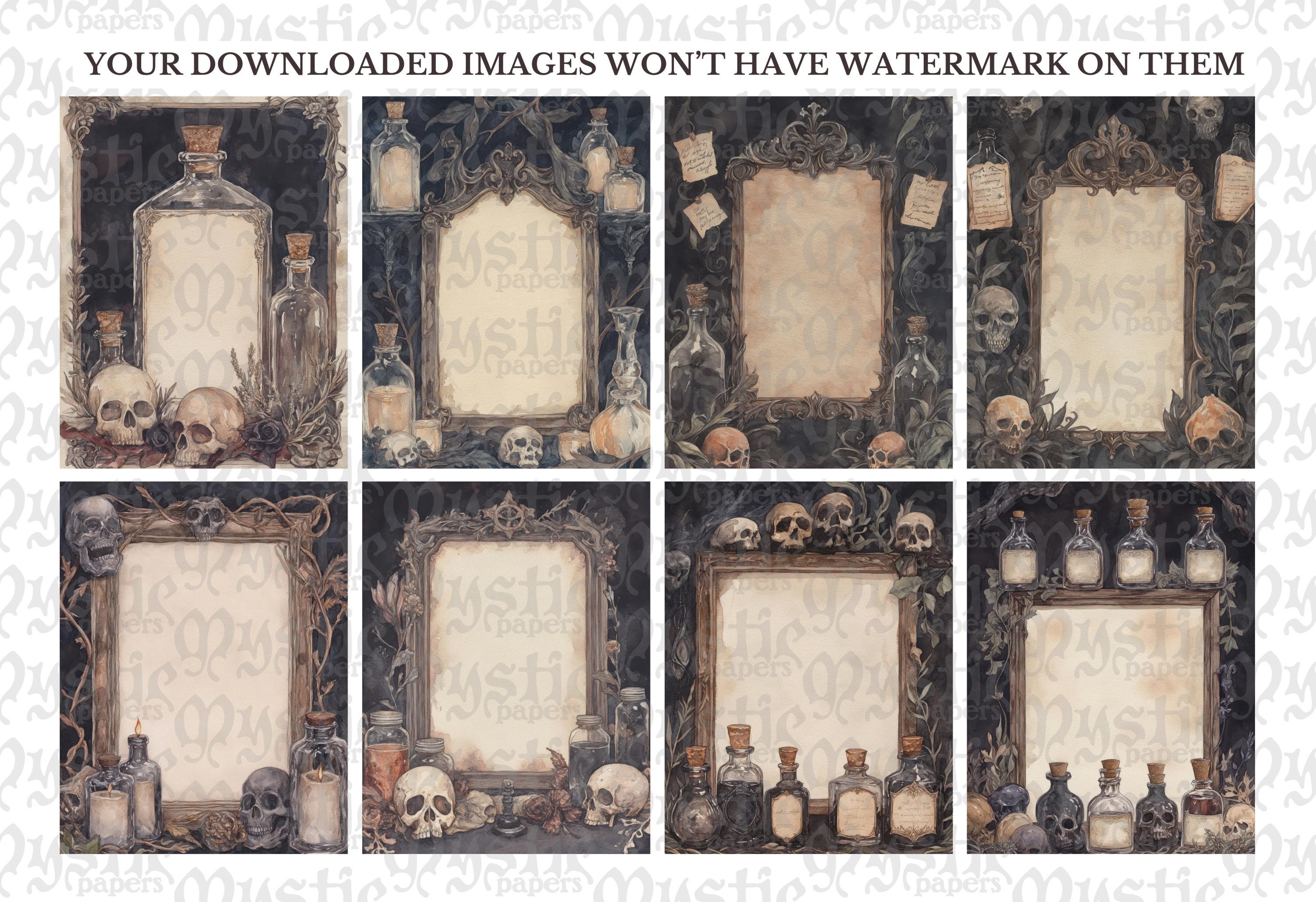 Gothic Apothecary Framed Papers, Dark Gothic Journal Frames, Witch ...