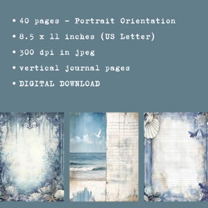 Printable Ocean Junk Journal Pages, Nautical Beach Scrapbooking Paper ...