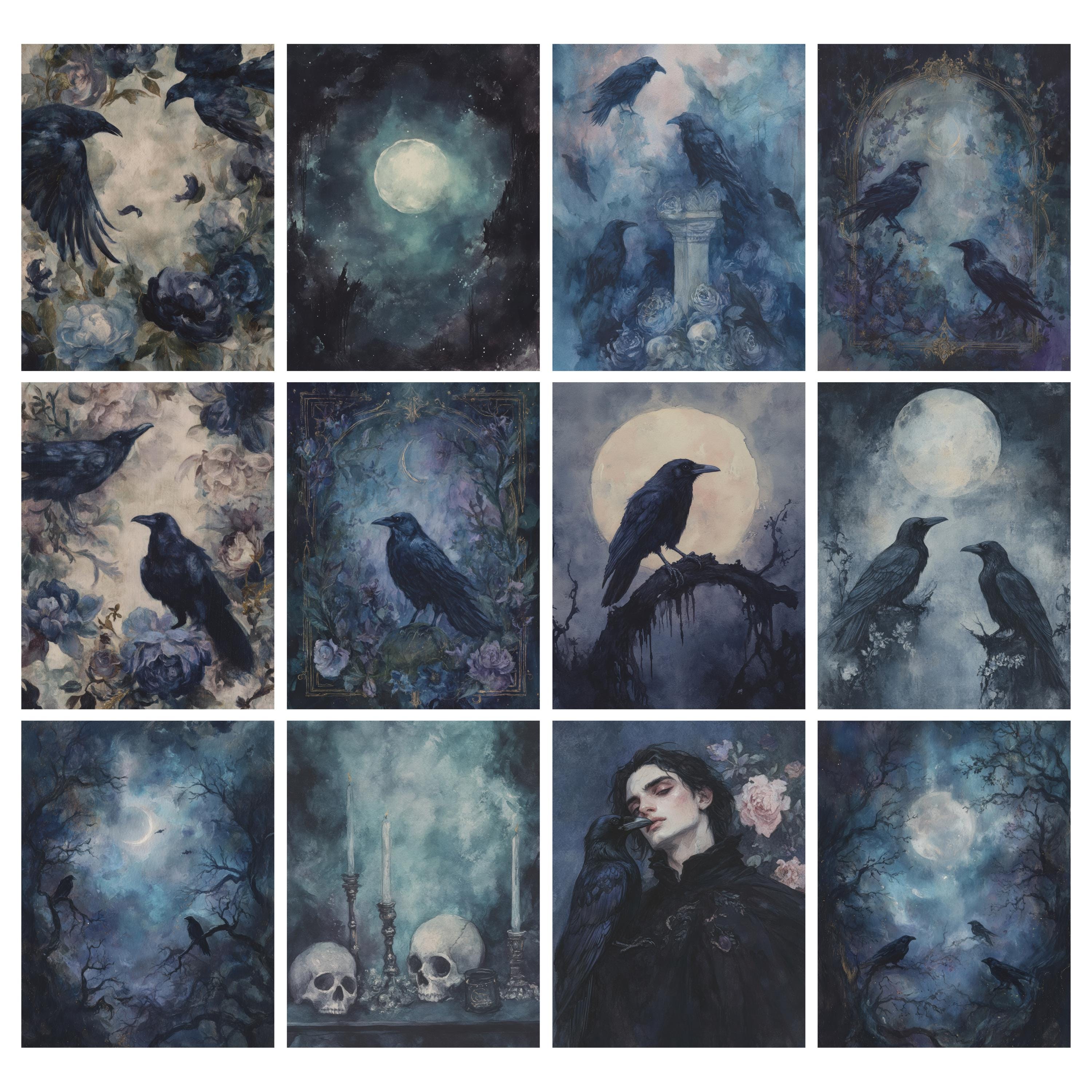 Printable Raven Witch Junk Journal Kit, Dark Fantasy Gothic ...