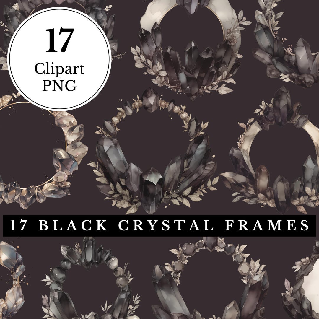 Black Crystal Frame Clipart Bundle, Witchy Magical Mystical Digital ...
