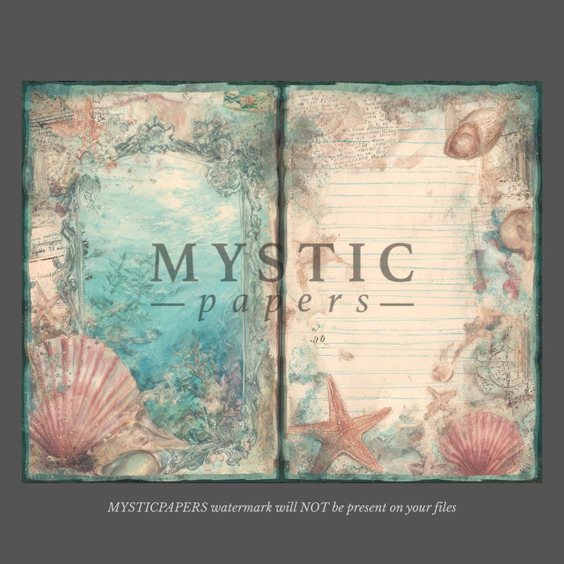 Underwater Junk Journal Pages, Vintage Ocean Printable Paper, Mermaid ...