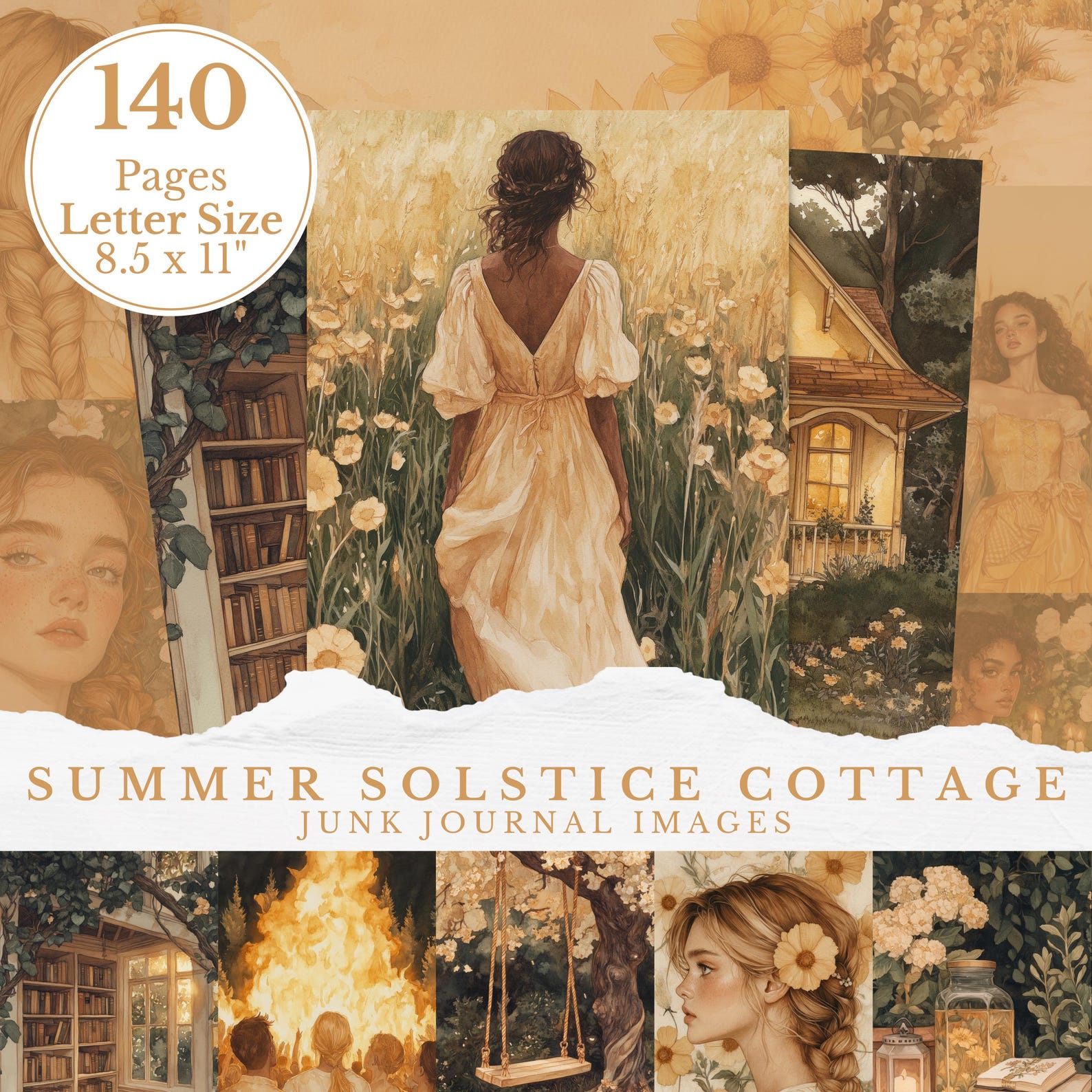 Summer Cottagecore Junk Journal Images, Printable Rustic Countryside ...