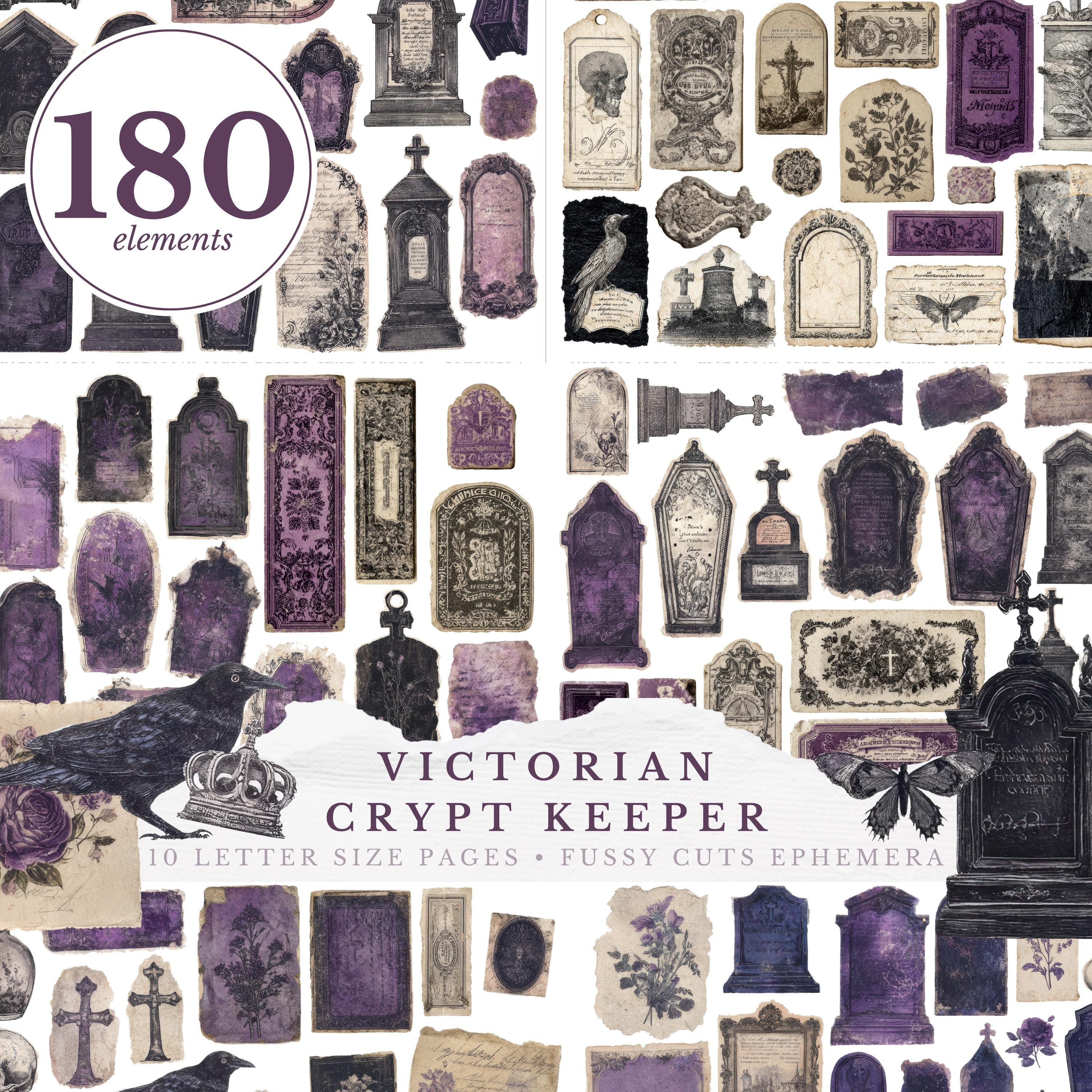 Victorian Crypt Keeper Fussy Cuts, Gothic Graveyard Junk Journal ...