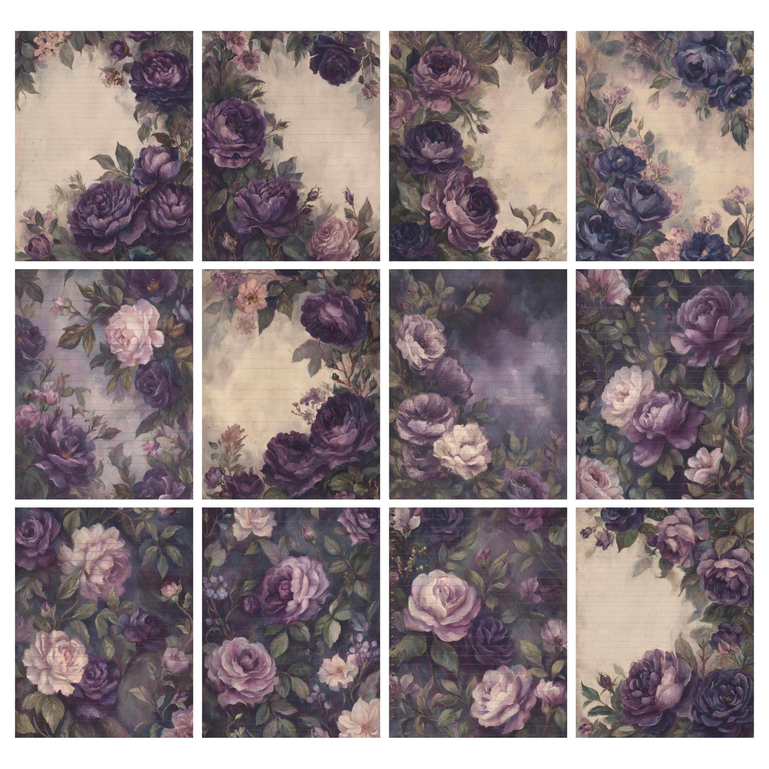 Baroque Botanical Digital Paper Purple Floral Papers, Pretty ...